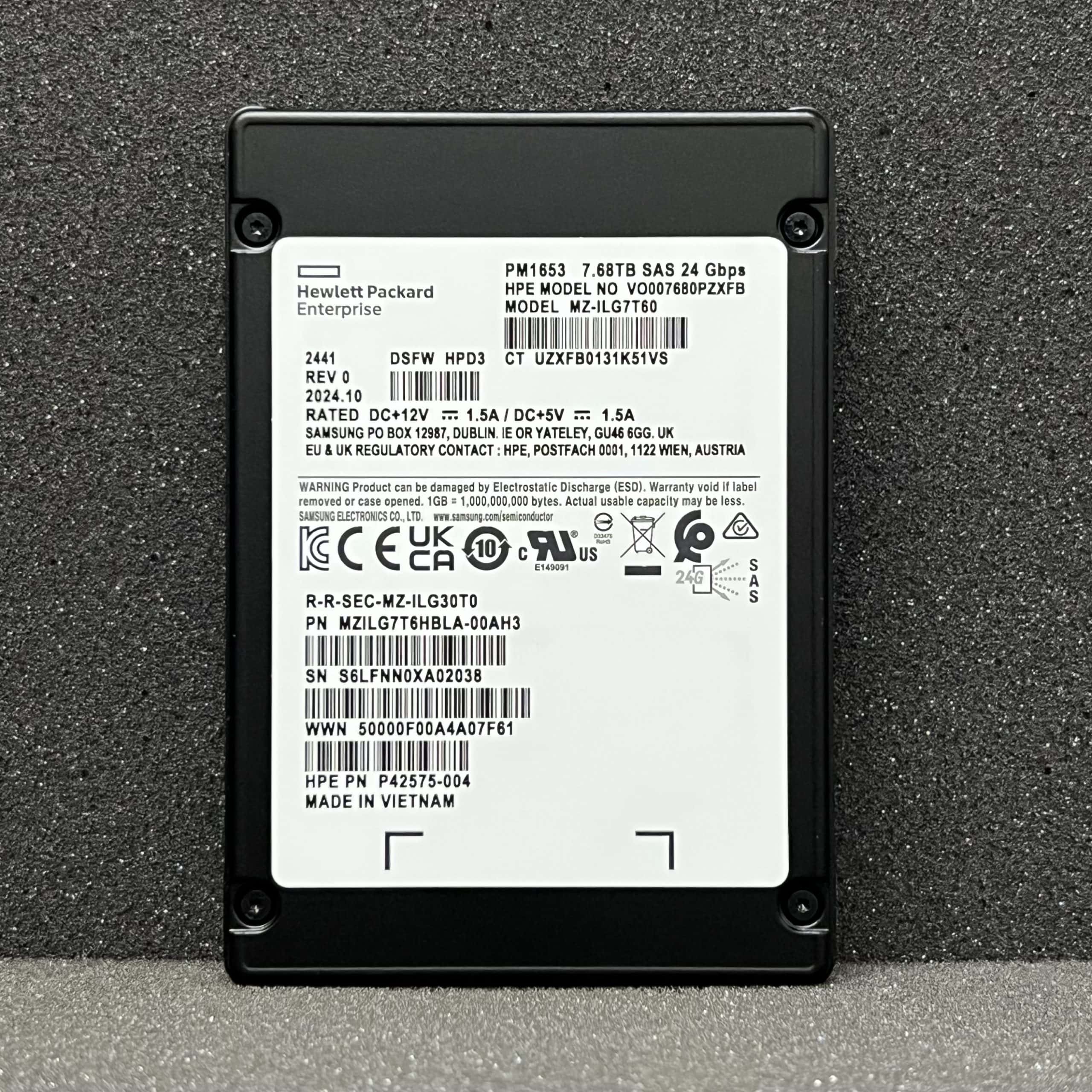 Samsung PM1653 7.68TB SSD 2.5″ SAS (MZILG7T6HBLA-00AH3) - LeShop.HK