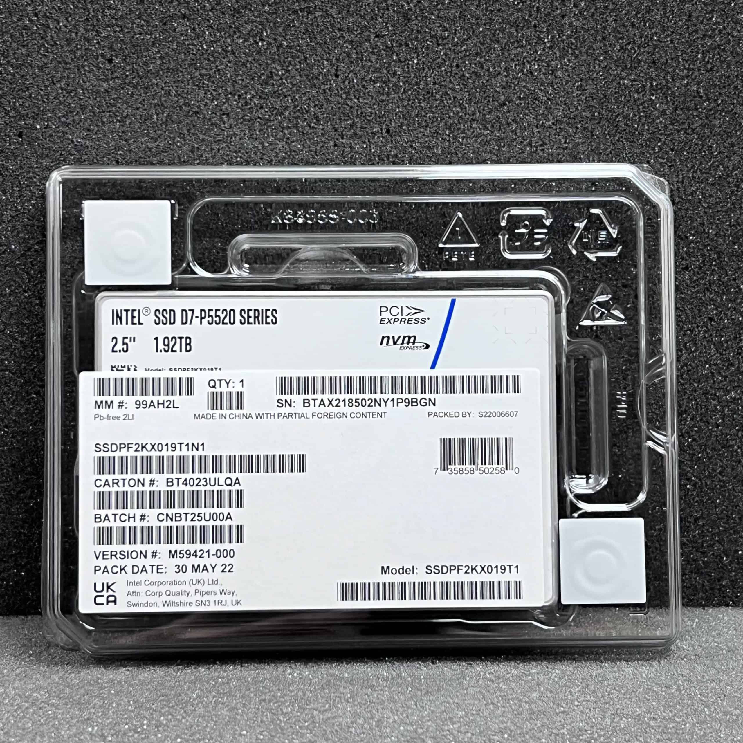 Intel D7-P5520 1.92TB SSD 2.5″ U.2 PCIe NVMe (SSDPF2KX019T1N1) - LeShop.HK