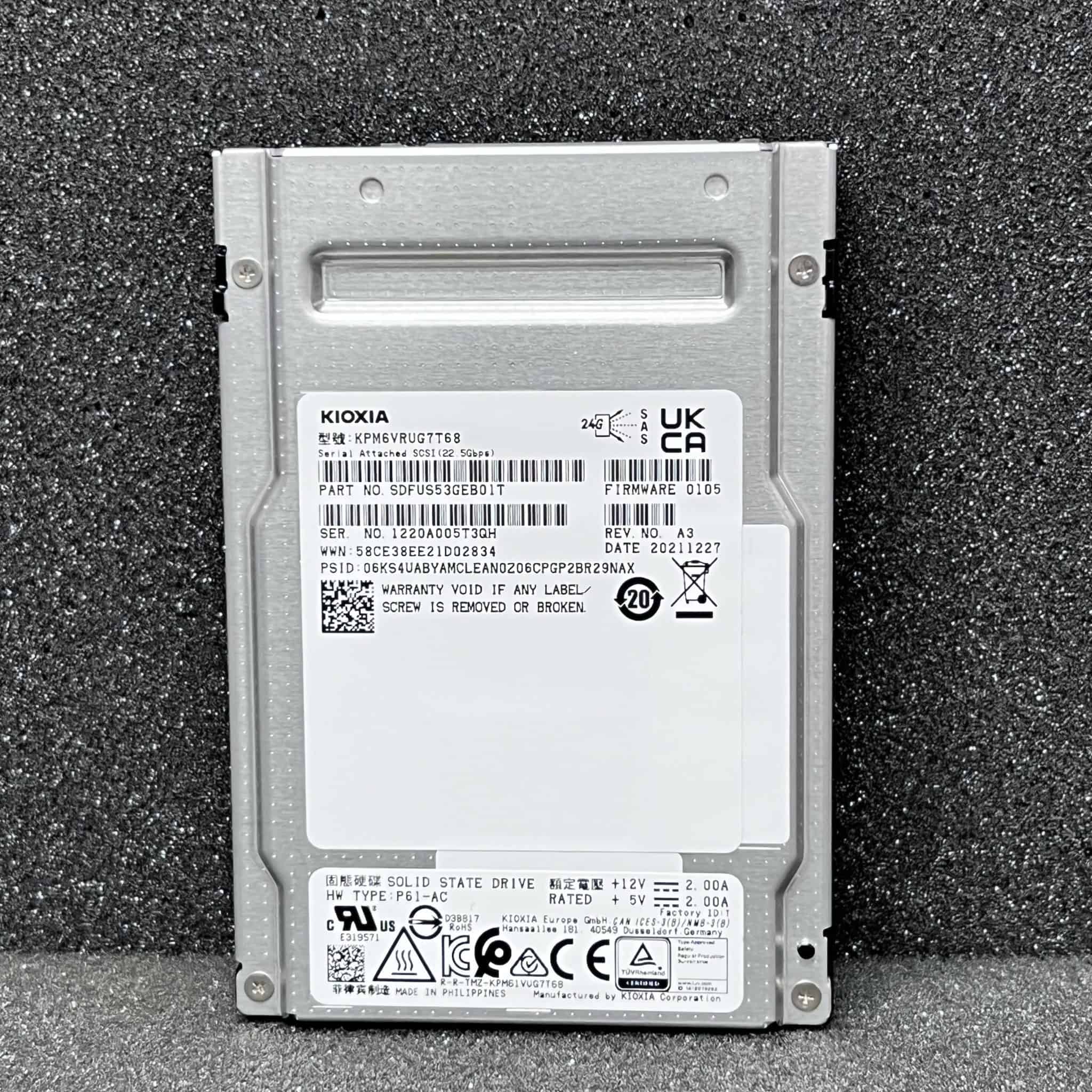 Kioxia PM6-R 7.68TB SSD 2.5″ SAS (KPM6VRUG7T68) - LeShop.HK