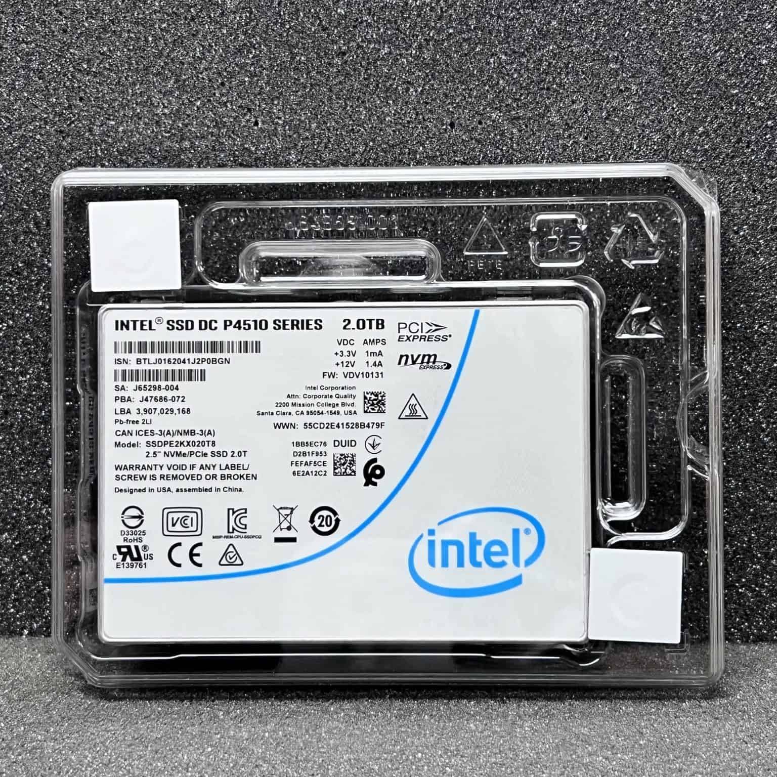 Intel DC P4510 2.0TB SSD 2.5″ U.2 PCIe NVMe (SSDPE2KX020T8) - LeShop.HK