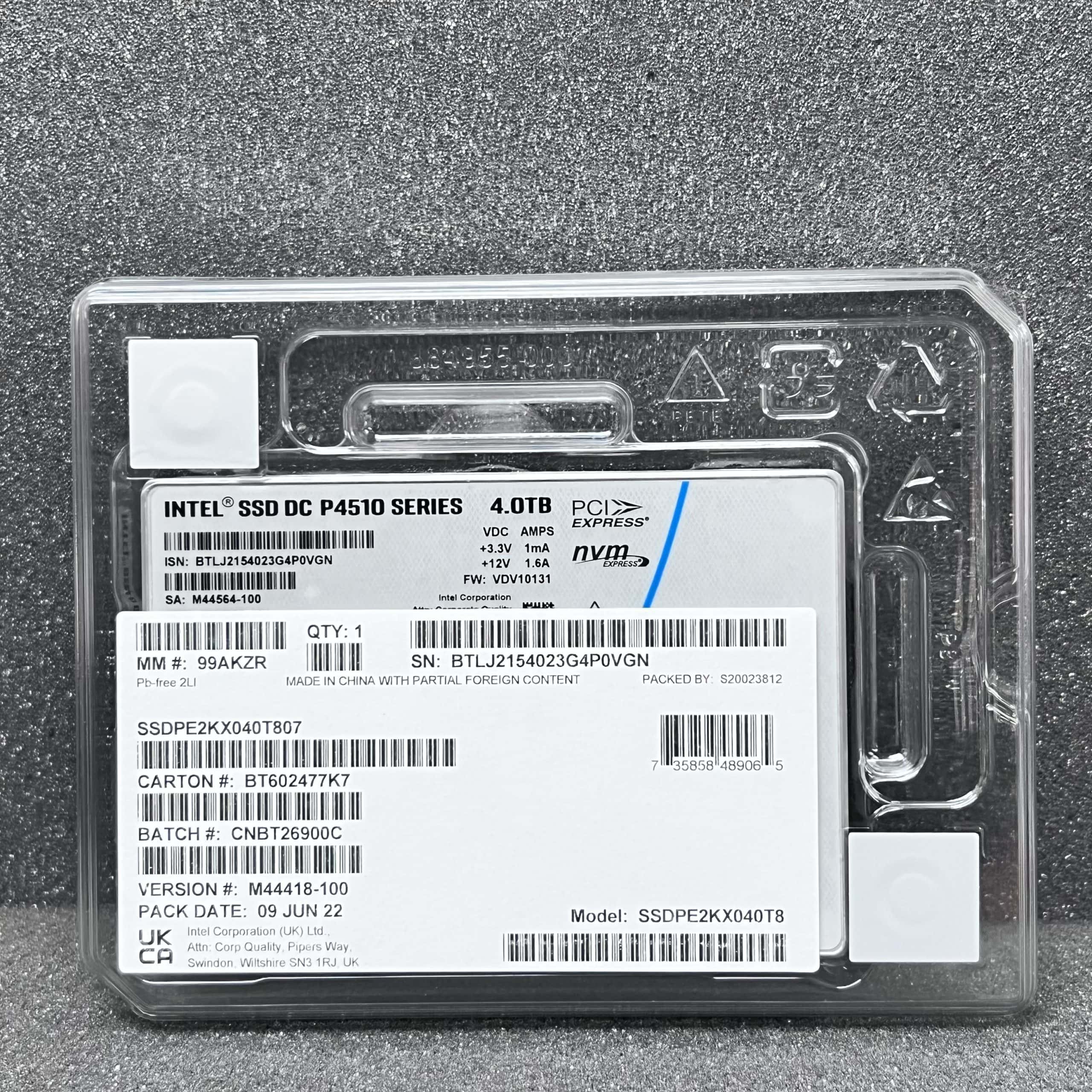 Intel DC P4510 4.0TB SSD 2.5″ U.2 PCIe NVMe (SSDPE2KX040T8) - LeShop.HK